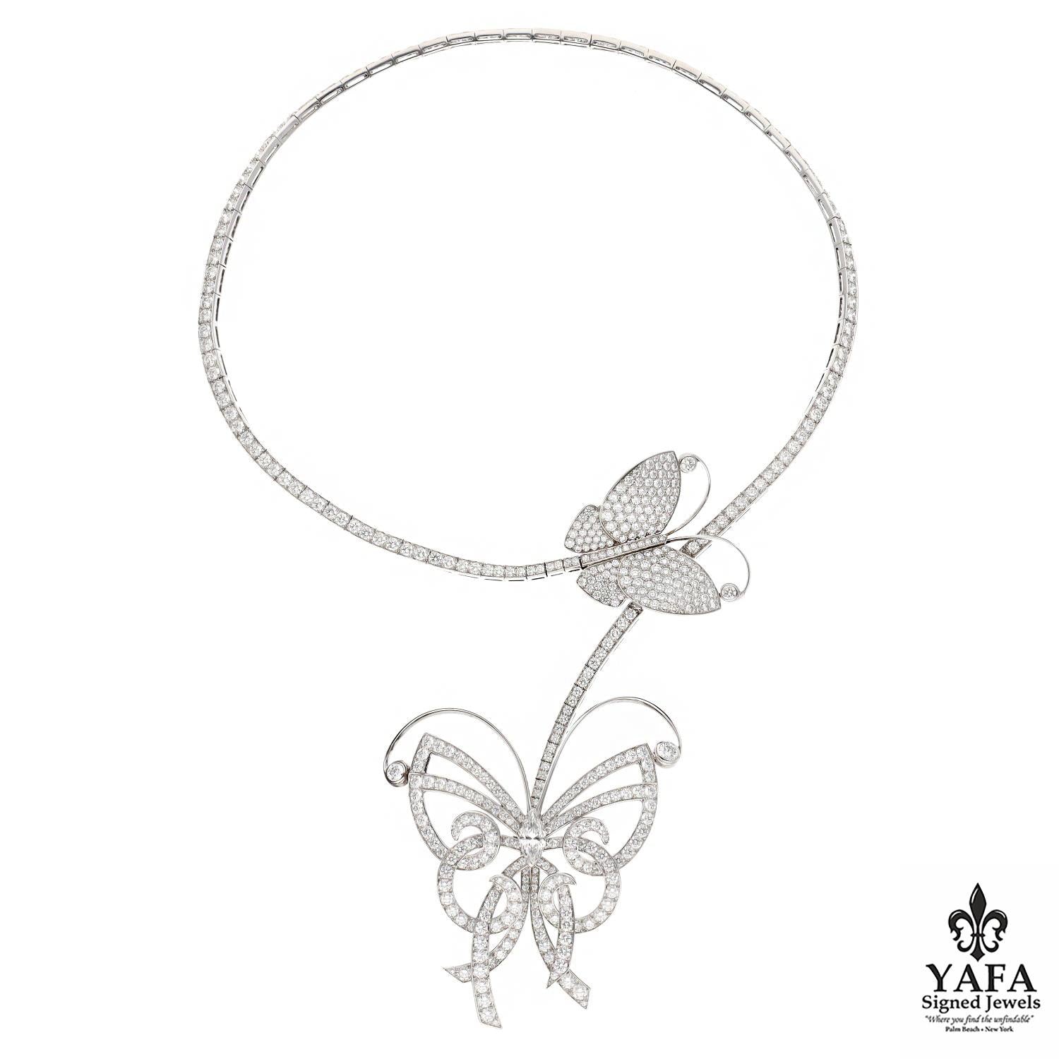 VAN CLEEF ARPELS Flying Butterfly Necklace and Detachable Clip